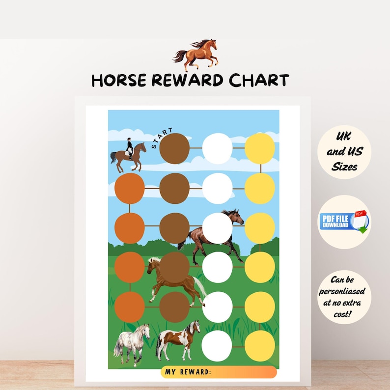 Horse Reward Chart PDF, Kids Horse Theme Sticker Chart, Equestrian ...