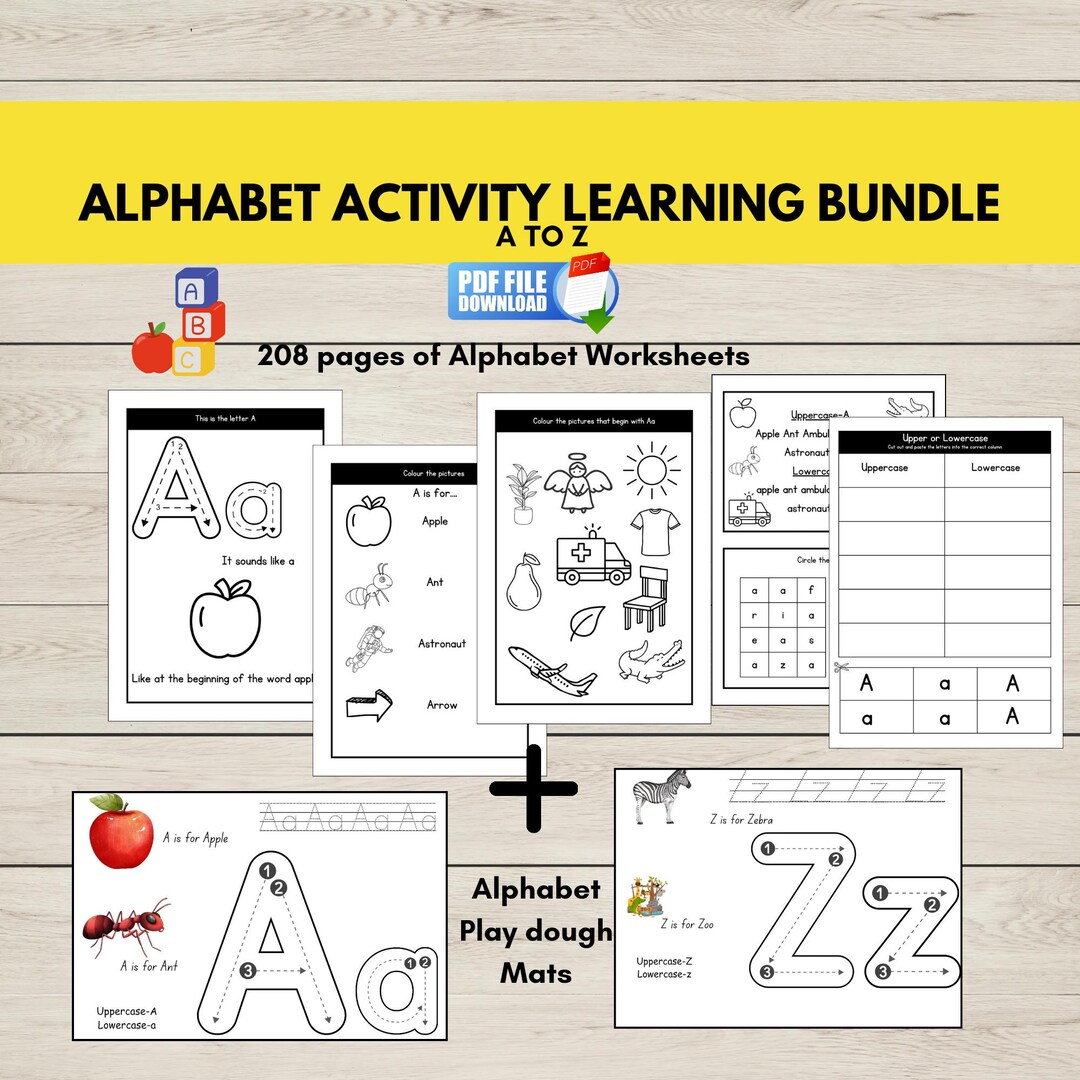 Alphabet Activity Learning Bundle, Preschool ABC Letter Tracing ...