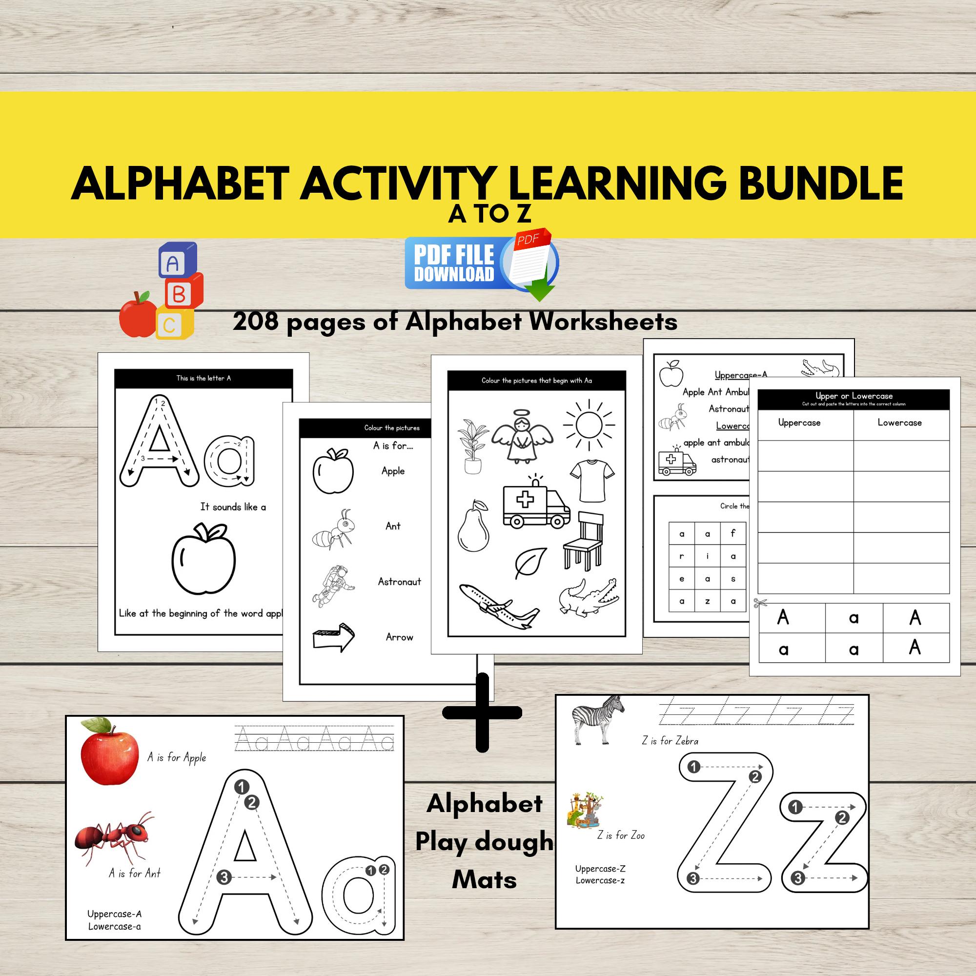 Alphabet Activity Learning Bundle, Preschool ABC Letter Tracing ...