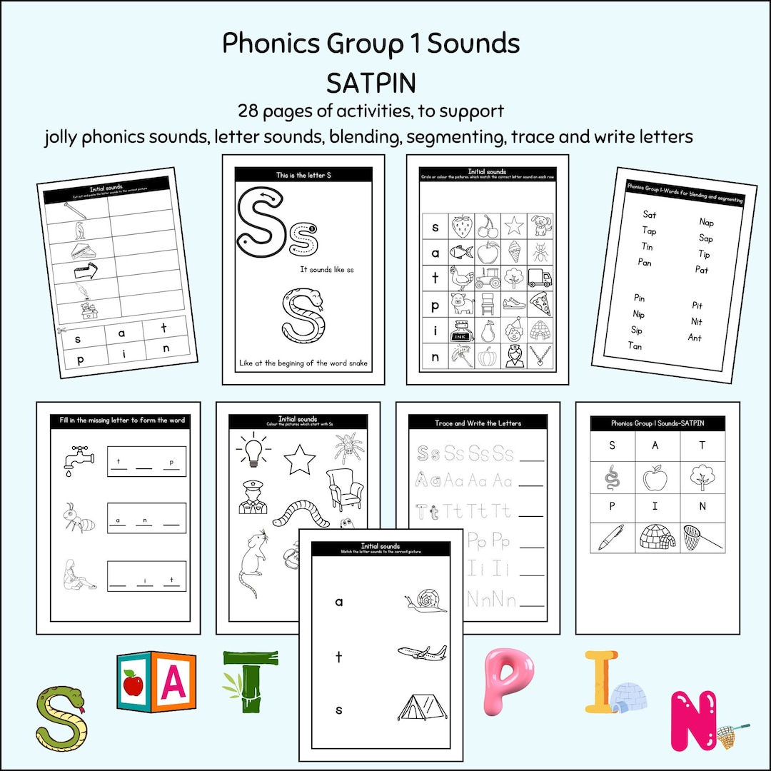 Jolly Phonics Group 1 Activity Sheets, Letter Sounds, Cvc Words ...