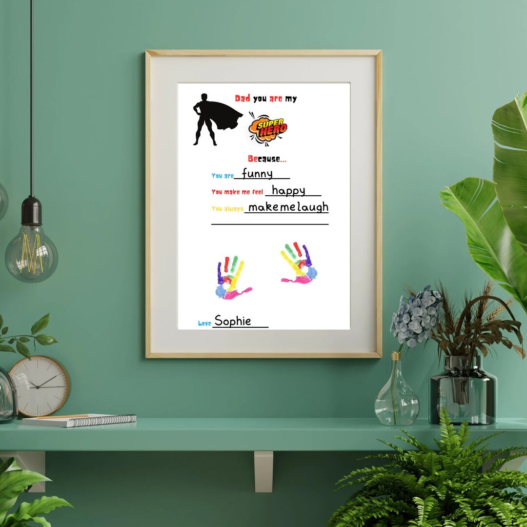 Superhero Dad Gift, Fathers Day Printable Keepsake Craft, Superhero ...