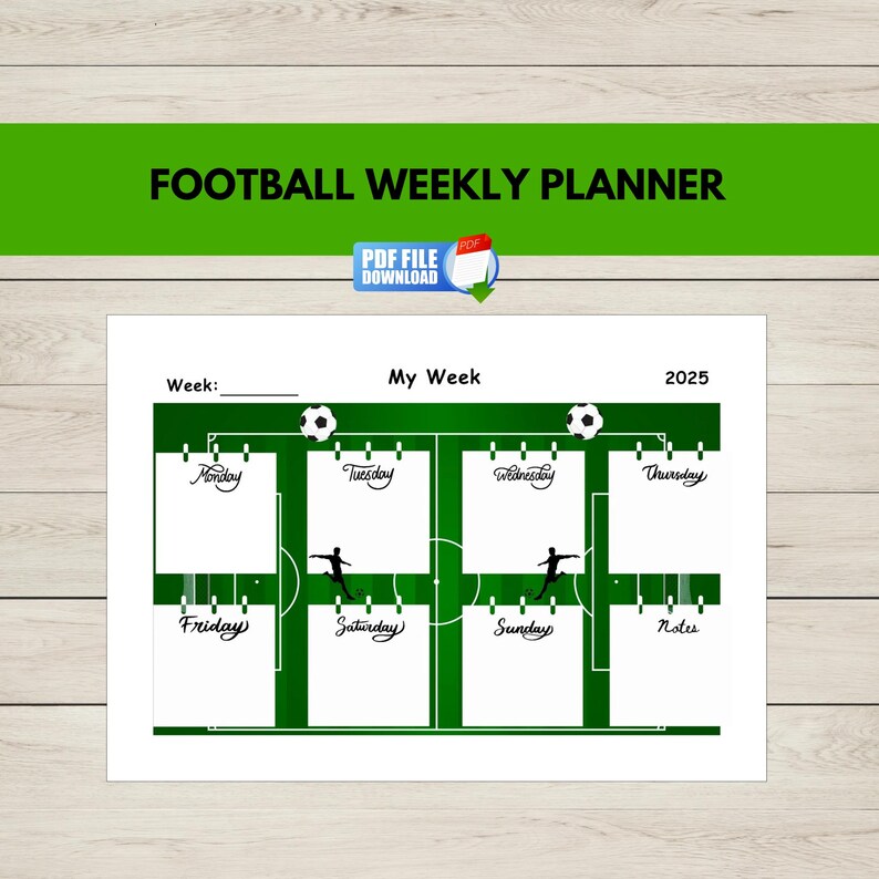 Kids Printable Weekly Football Planner, Soccer Theme Daily Organiser ...
