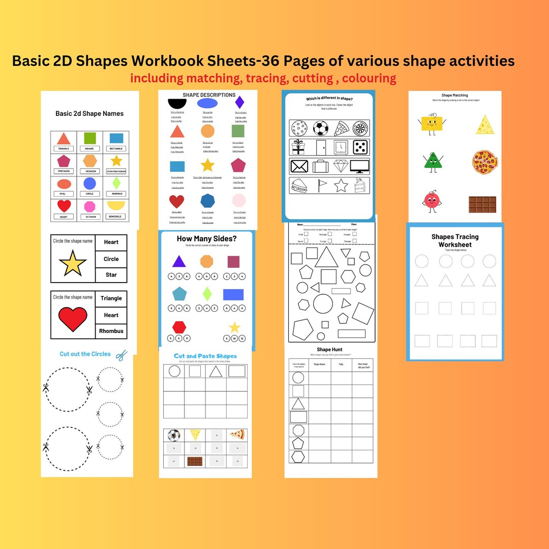 Basic 2D Shapes Workbook, Preschool Shape Recognition Activity ...