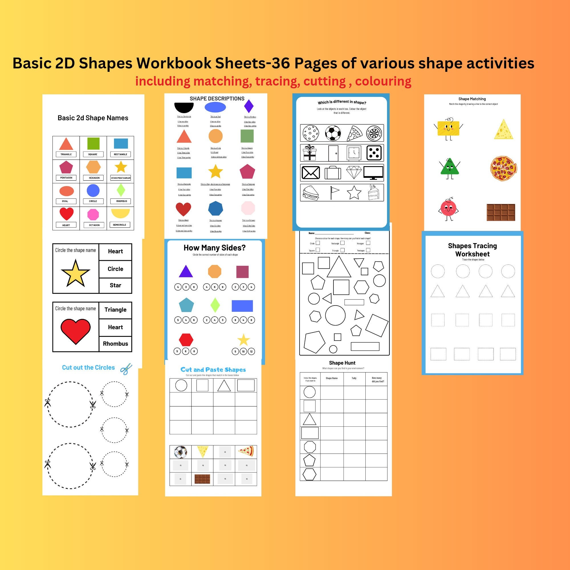 Basic 2D Shapes Workbook, Preschool Shape Recognition Activity ...