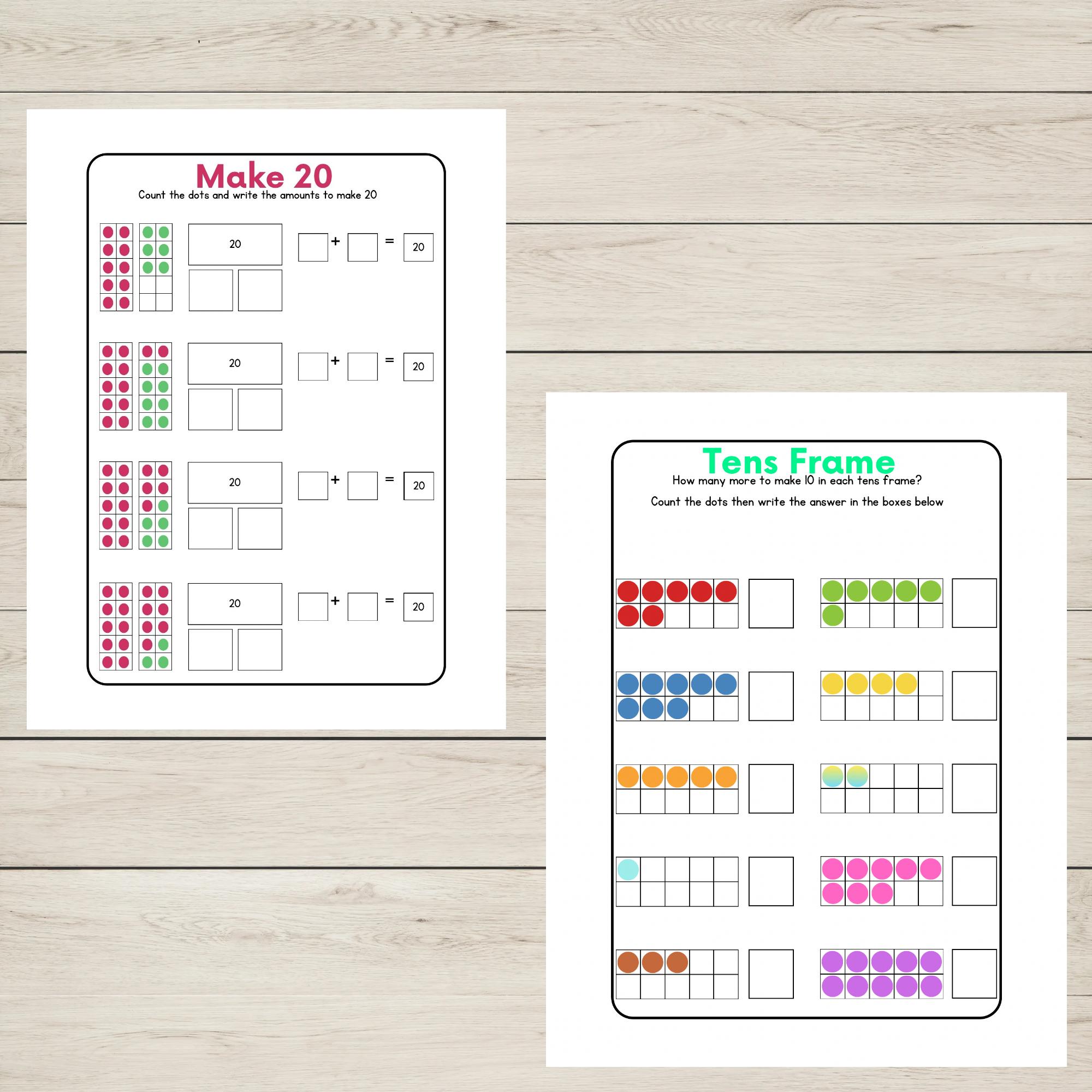 Early Years Maths Addition to 20 Worksheets, Matching Number to ...