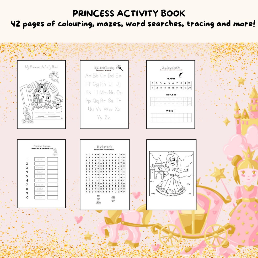 Princess Coloring Pages, Princess Activity Book PDF, Activity Pack ...