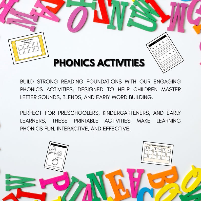 Phonics Worksheets Bundle for Groups 1-5, Beginning Sounds, Letter ...