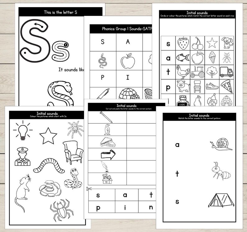 Phonics Worksheets Bundle for Groups 1-5, Beginning Sounds, Letter ...
