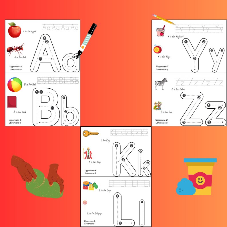 Alphabet Activity Learning Bundle, Preschool Abc Tracing, Kindergarten ...
