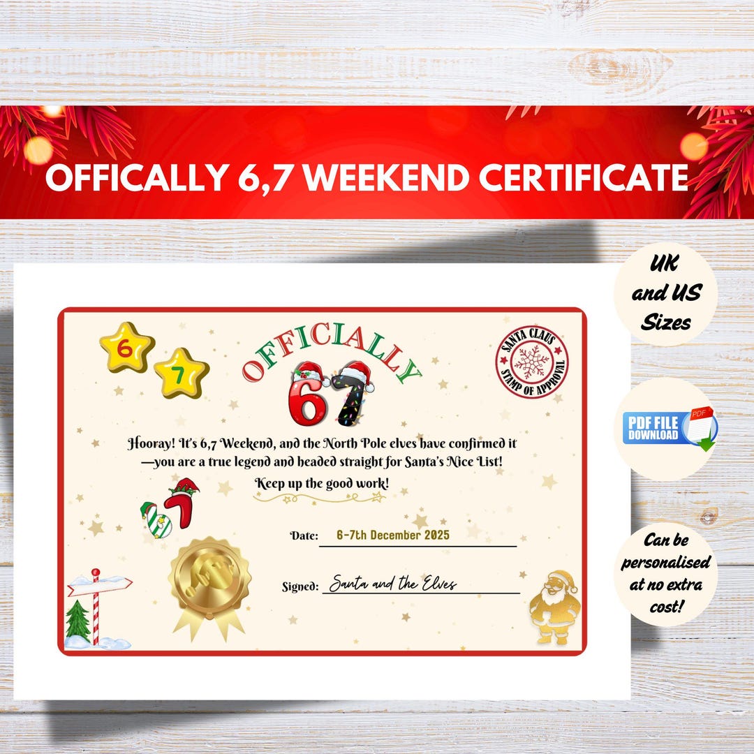 Elf '6, 7' Weekend Printable Certificate for Kids, Good Behaviour ...