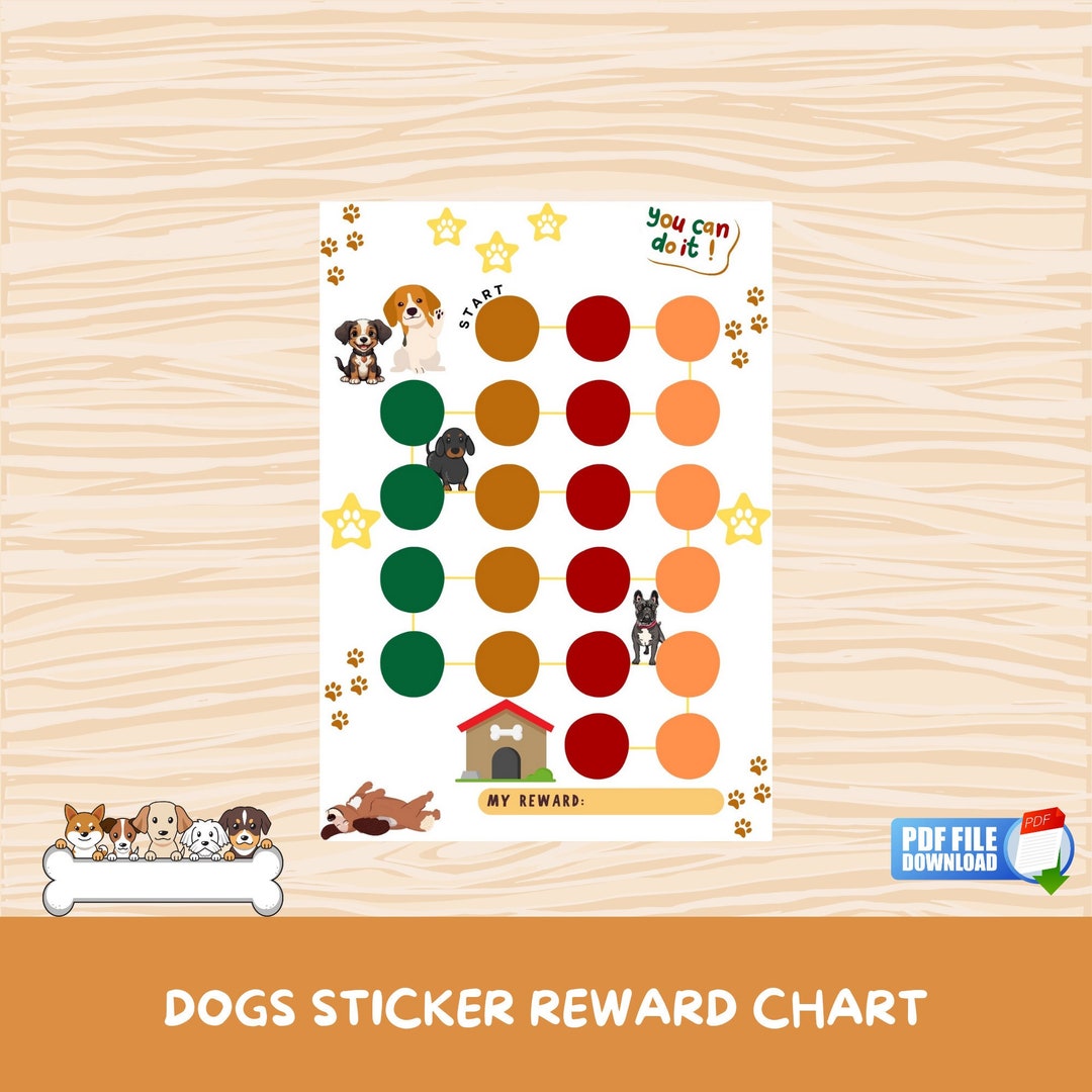 Kids Dogs Reward Chart, Dog Sticker Chart, Toddler, Preschool Kids ...