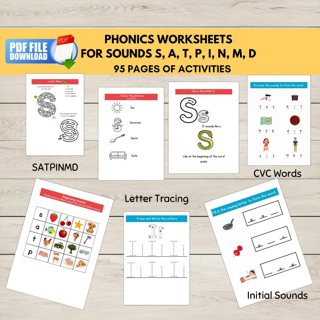 SATPINMD Phonics Phase 2 Worksheets PDF, Set 1 and 2 Letter Sounds ...