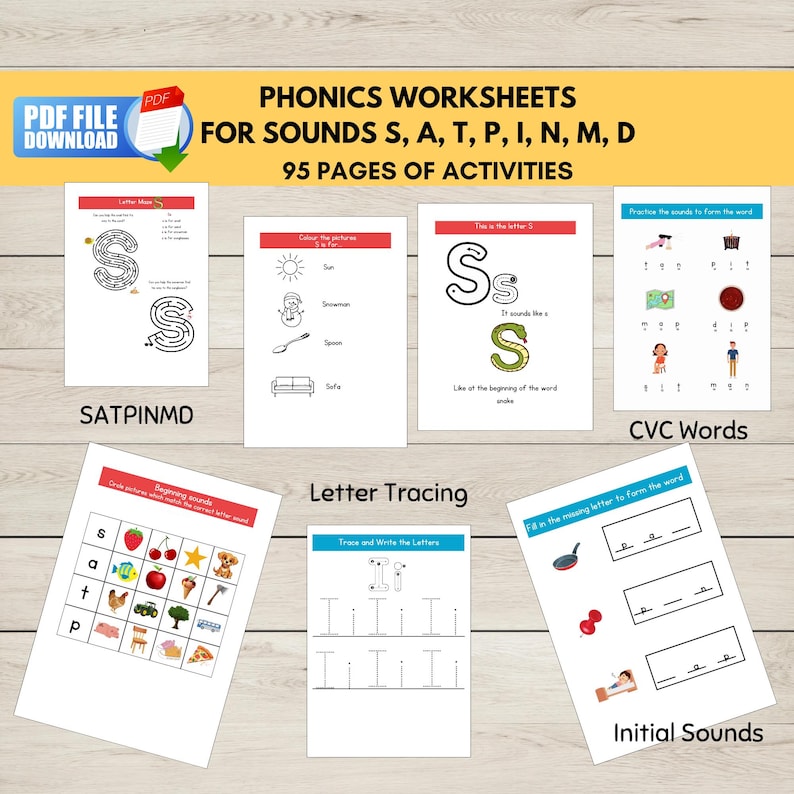 SATPINMD Phonics Phase 2 Worksheets PDF, Set 1 and 2 Letter Sounds ...