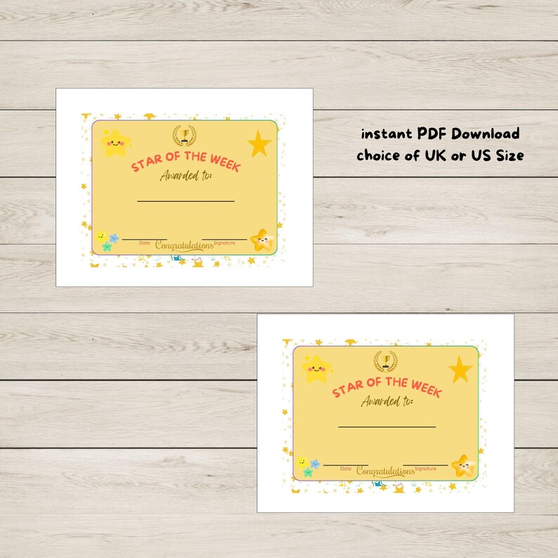 Star of the Week Certificate Printable, Student Award Template ...