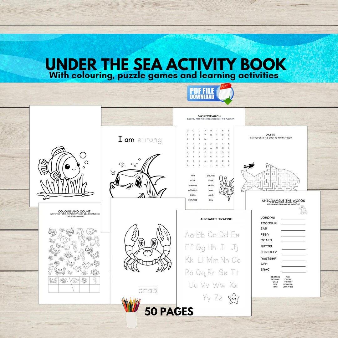 Under the Sea Ocean Animals Activity Book, Sea Animals Coloring Pages ...