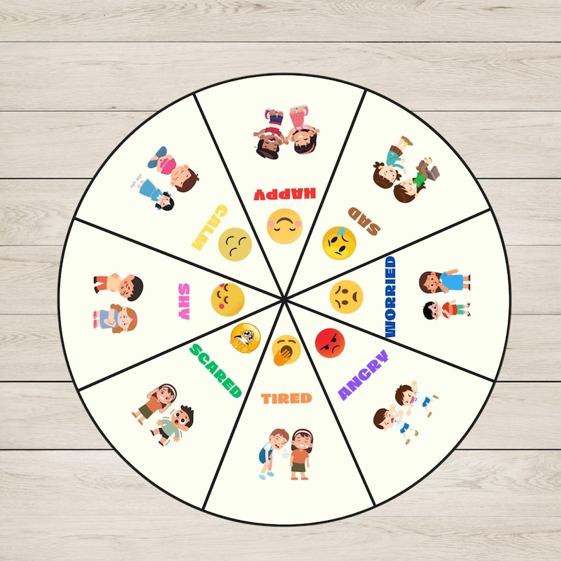 Printable Kids Emotions and Feelings Wheel, SEL Activity & Calm Down ...