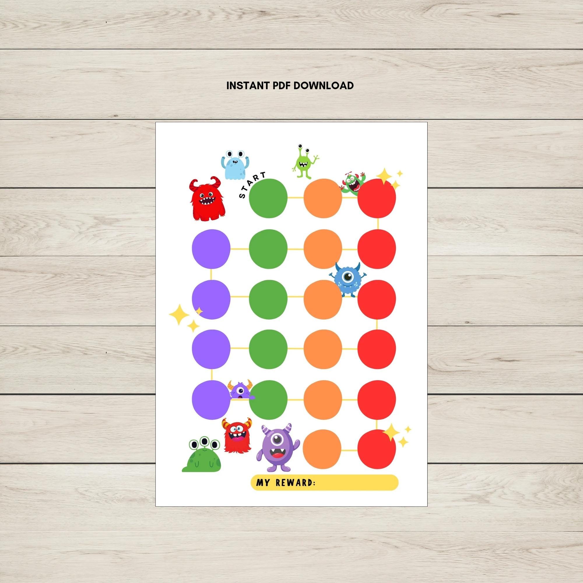 Monster Theme Reward Chart, Monsters Potty Rewards Chart, Printable ...
