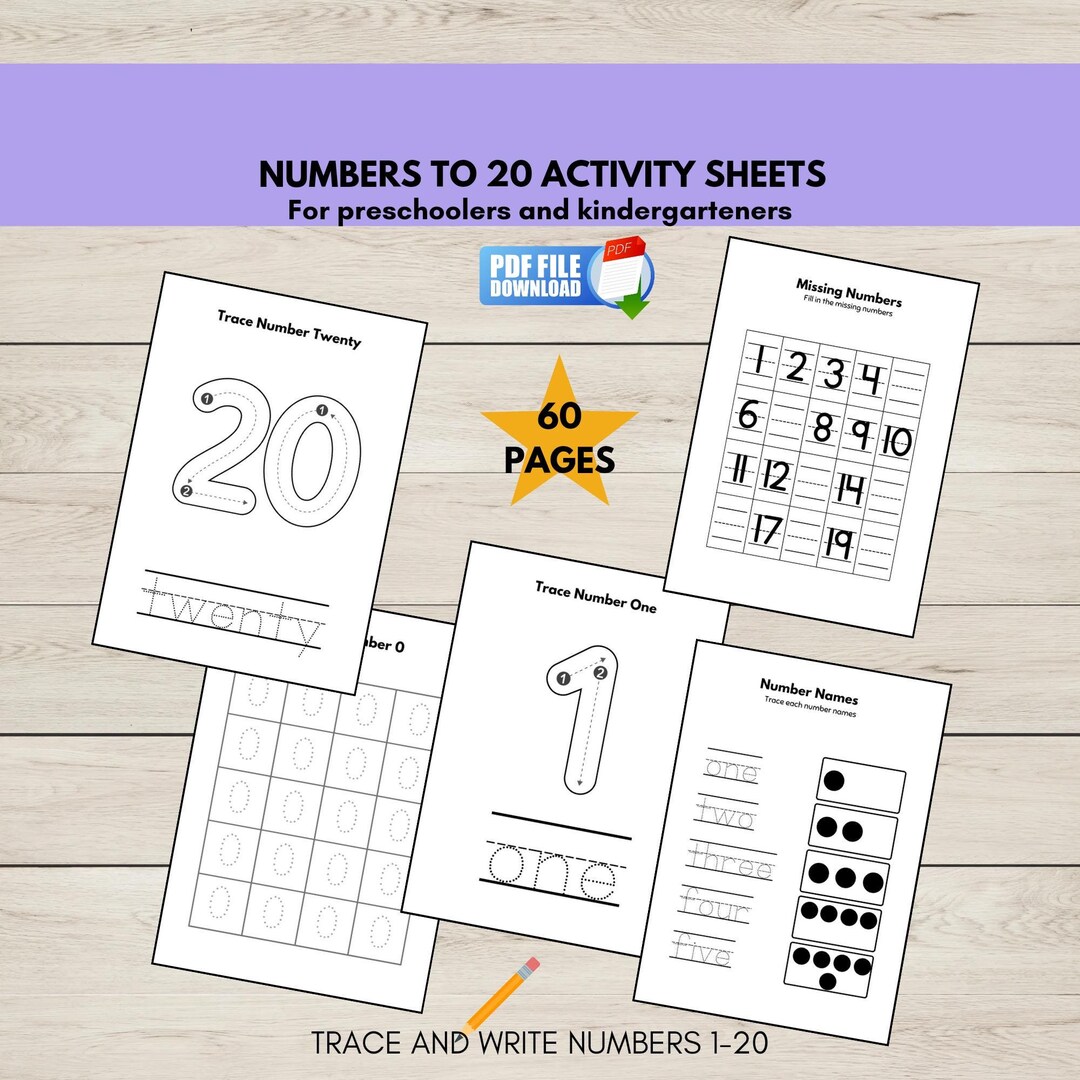 Trace and Write Numbers 1-20 Worksheets, Kindergarten Math, Preschool ...