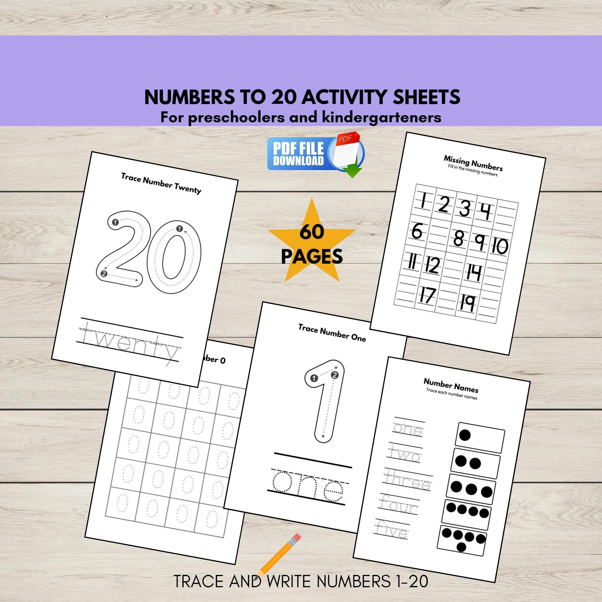 Numbers 1-20 Worksheets, Kindergarten Number Writing Practice ...