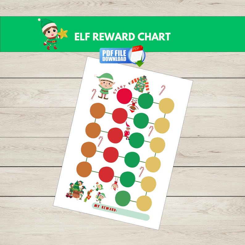Elf Reward Chart Printable PDF, Sticker Chart, Behaviour Incentive ...