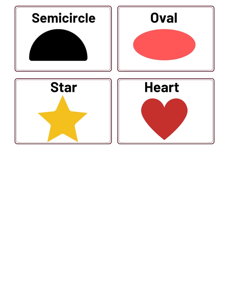 Basic 2D Shapes Flash Cards , Preschool Geometric Shape Cards, Shape ...