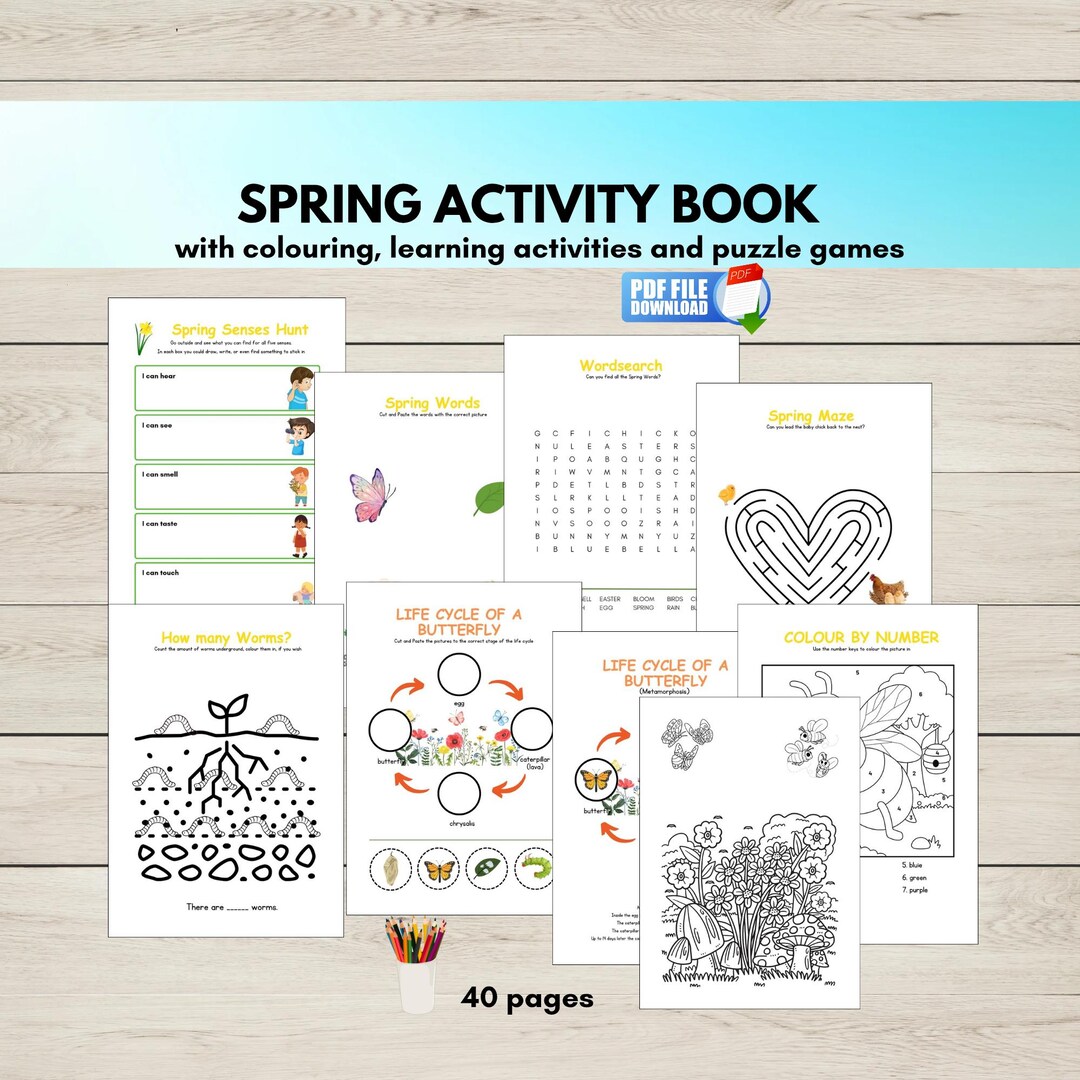 Spring Activity Sheets, Spring Activity Book Printable, Spring Unit ...