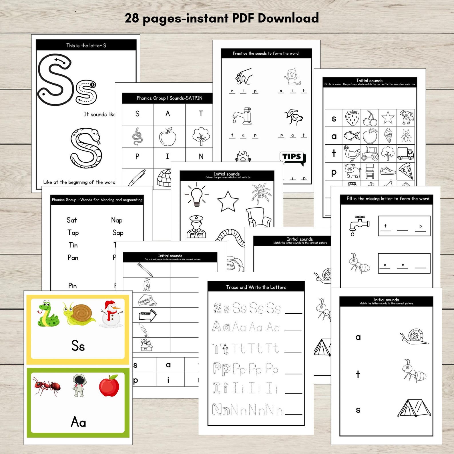SATPIN Worksheets, Letter Sounds, CVC Words, Printable Group 1 Jolly ...