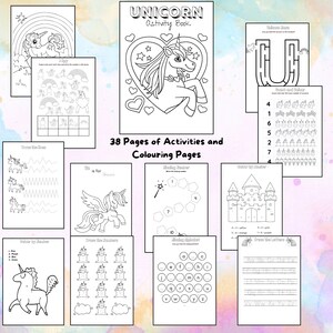 Unicorn Activity Book Printable PDF, Unicorn Coloring Sheets, Kids ...