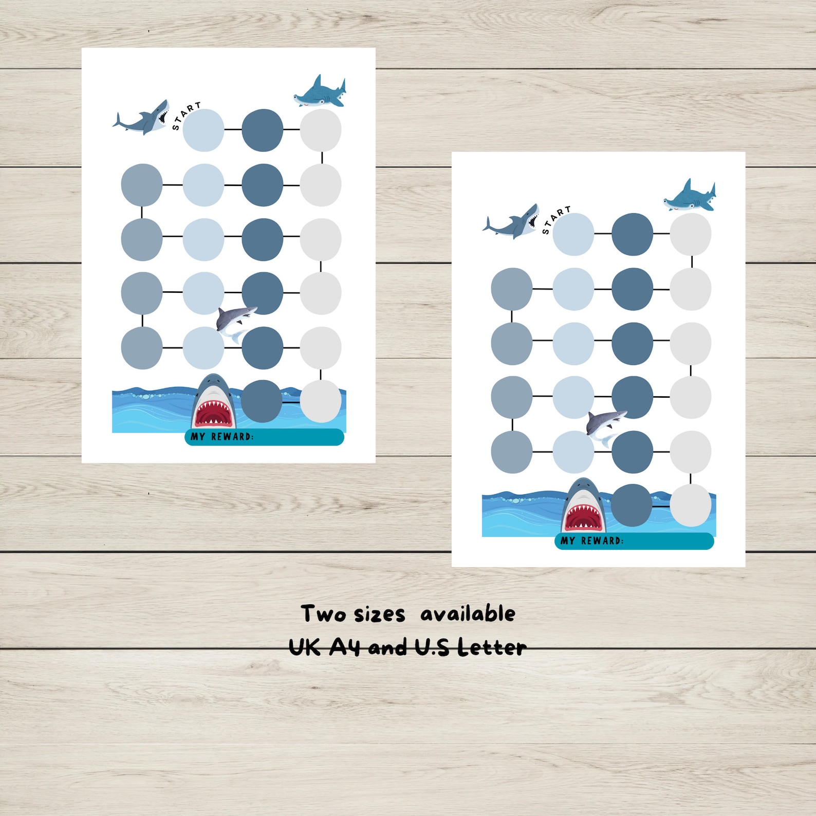 Printable Shark Reward Chart for Kids ,ocean Theme Behavior Chart ...