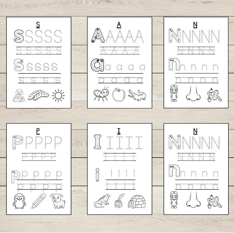 SATPIN Phonics Learning Bundle, Printable Letter Tracing Activities ...