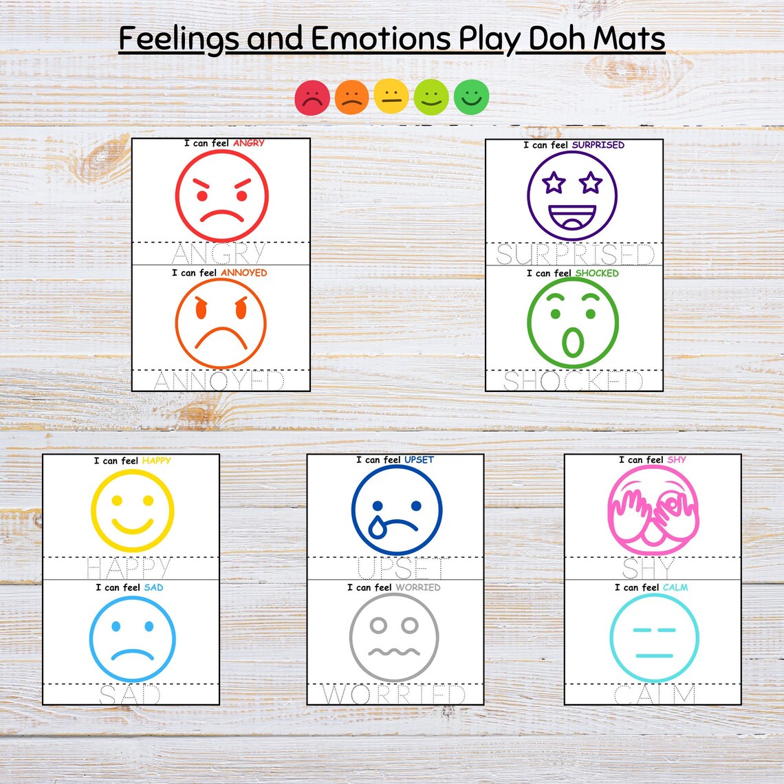 Feelings and Emotions Playdough Mats Printable, Digital Download ...