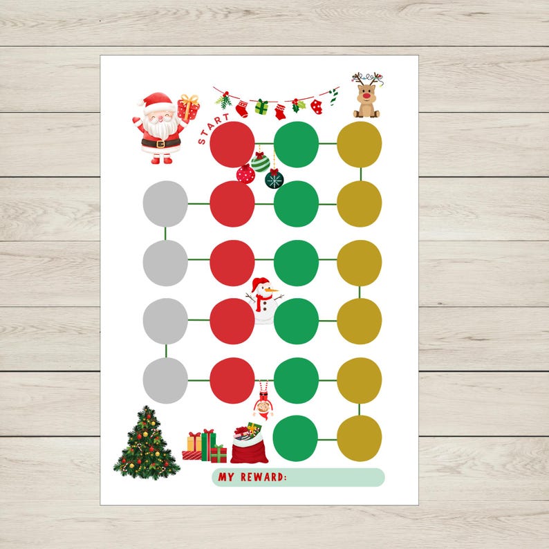 Kids Christmas Reward Chart Printable PDF, Santa Potty Chart, Routine ...