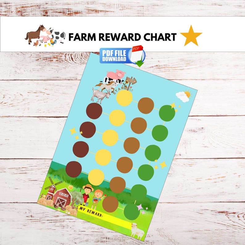 Farm Animals Printable Reward Chart, Behavior and Potty Training ...