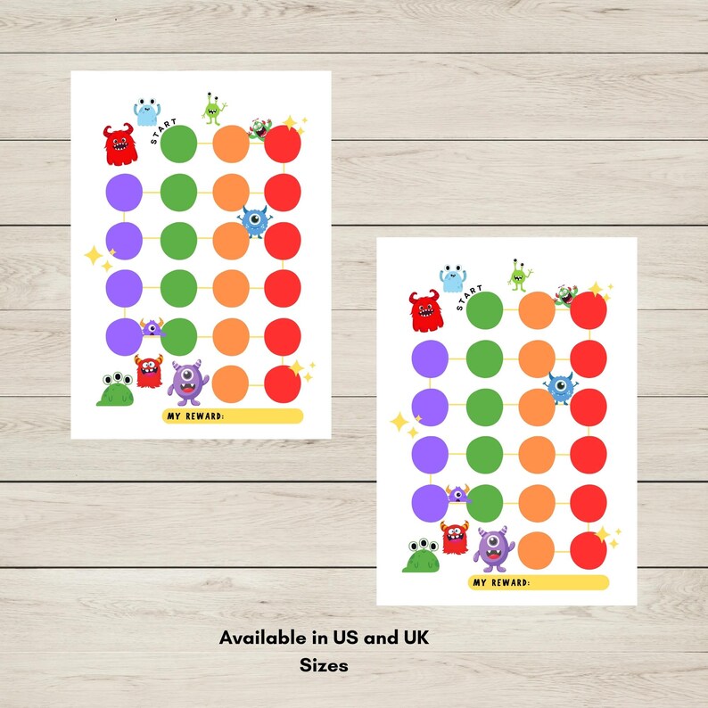 Monster Theme Reward Chart, Monsters Potty Rewards Chart, Printable ...