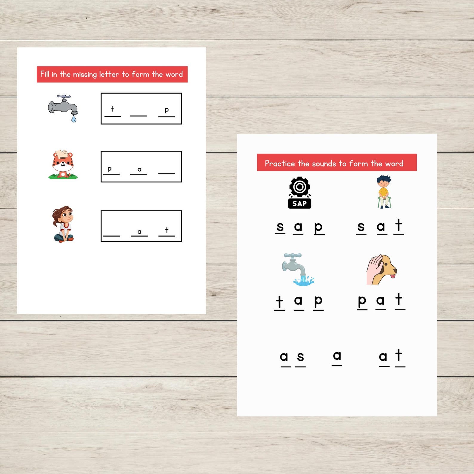 Phonics Worksheets for SATP, Initial Sounds, Handwriting Practice, CVC ...