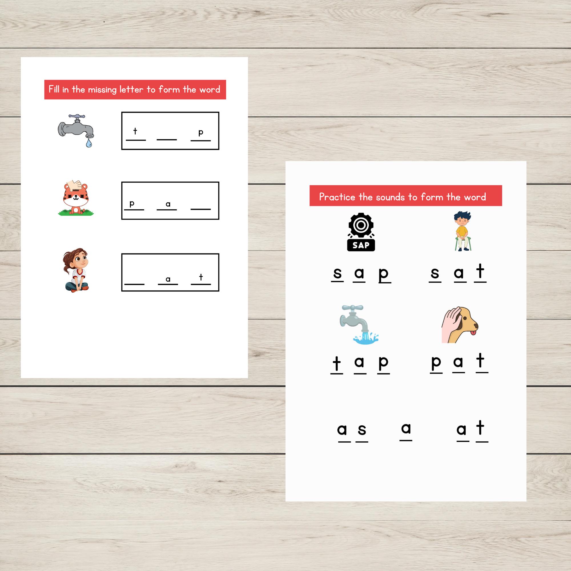 Phonics Worksheets for SATP, Initial Sounds, Handwriting Practice, CVC ...
