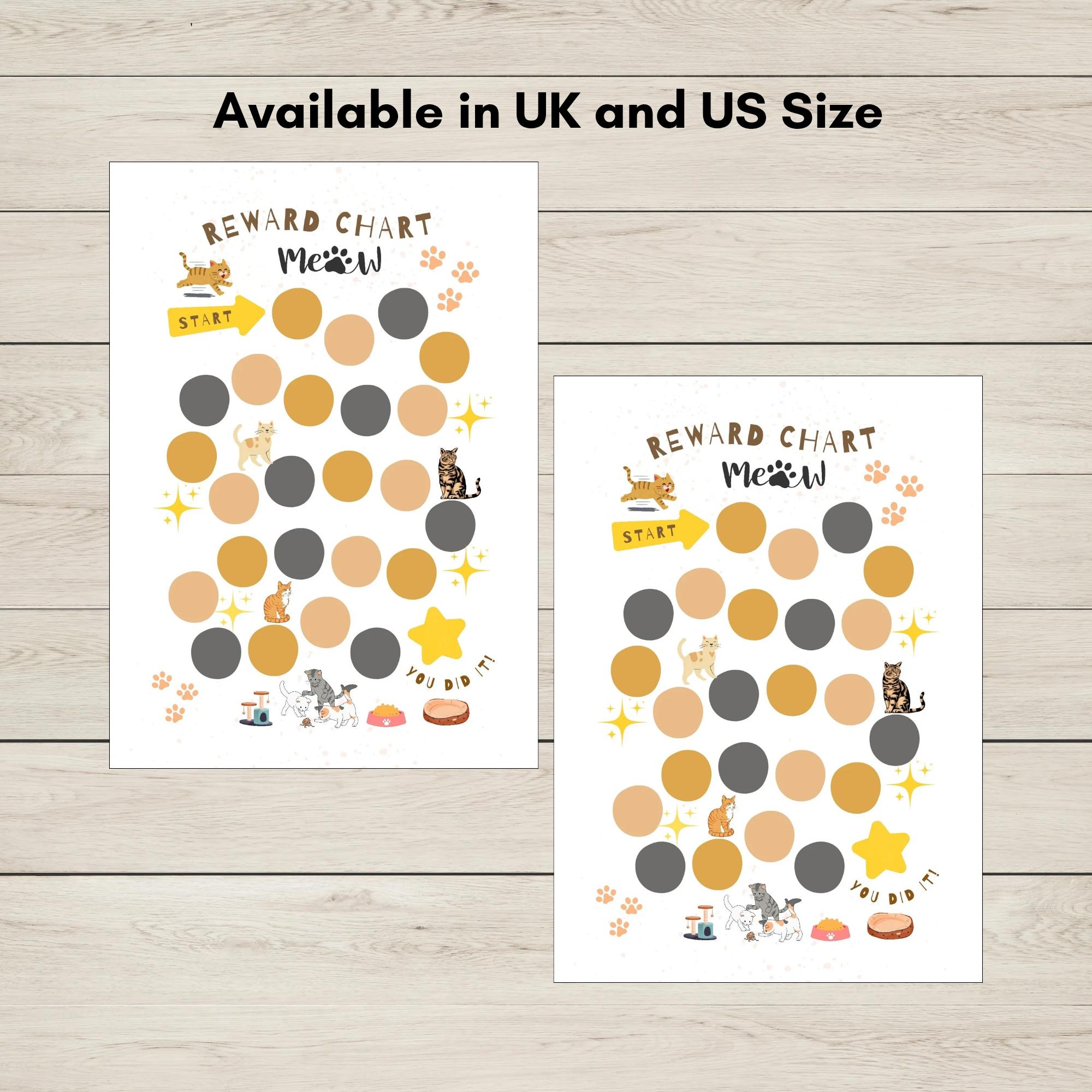 Kids Cat Themed Reward Chart Printable, Children’s Cat Theme Potty ...