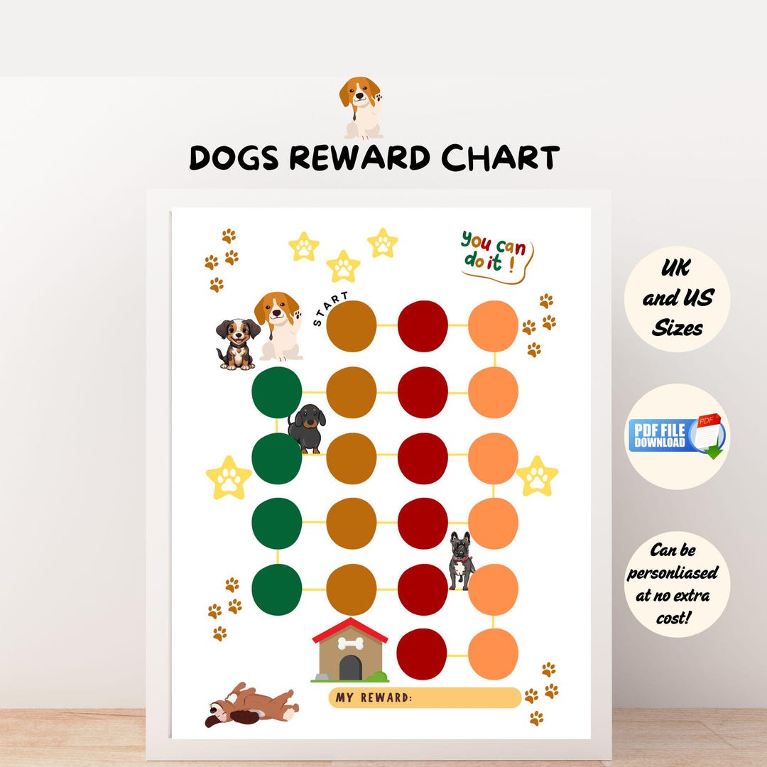 Printable Dogs Reward Chart for Kids, Cute Sticker Chart, Potty ...