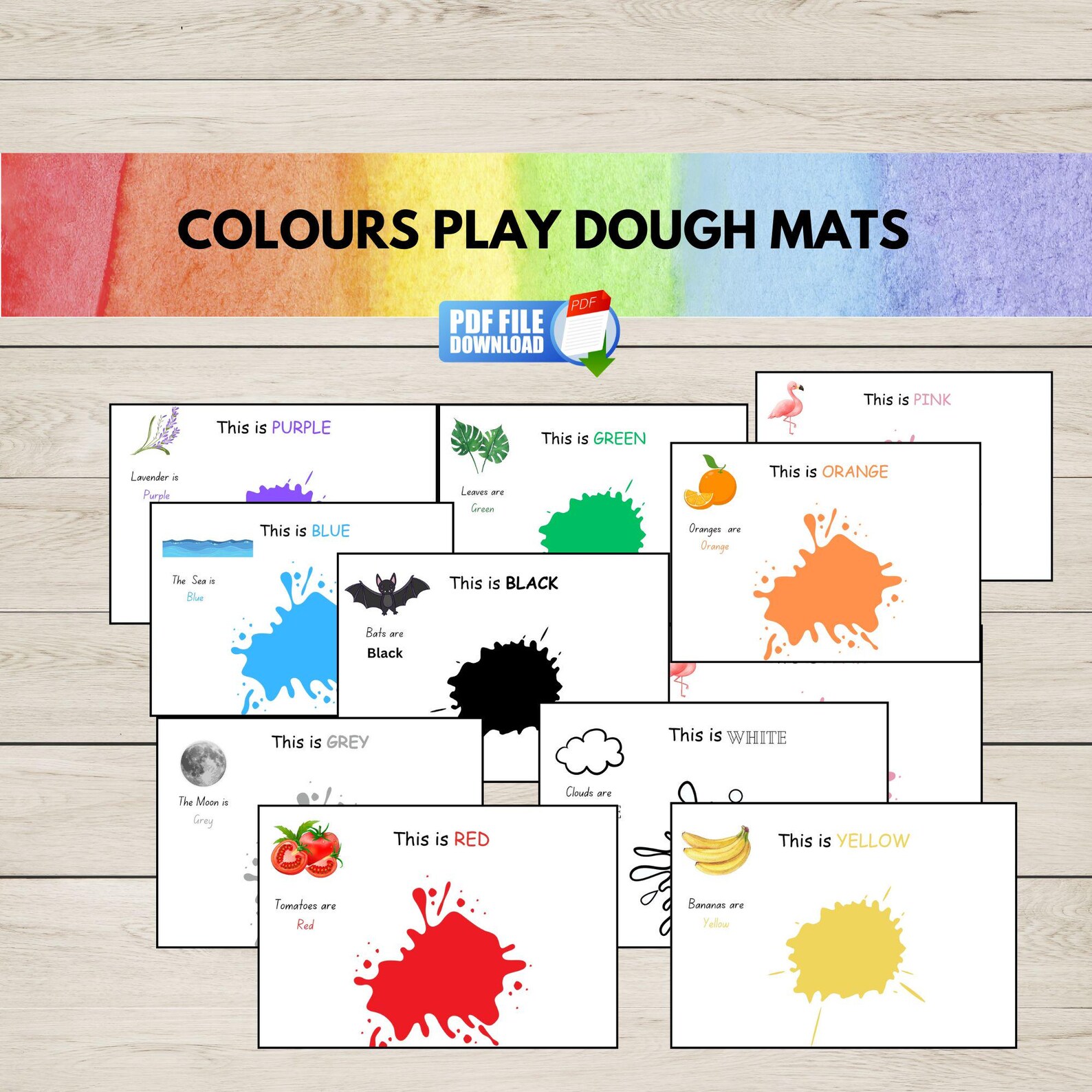 Colours Play Dough Mats Printable, Colours Learning Resource, Color ...