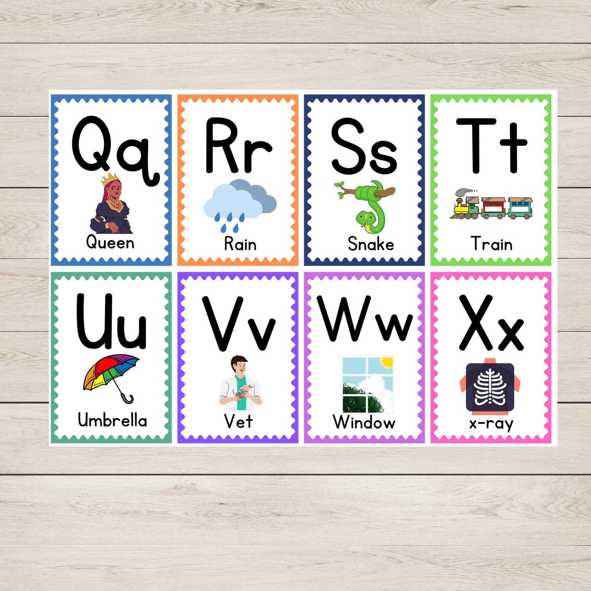 Alphabet Flashcards Printable, Colorful ABC Visual Cards for Preschool ...