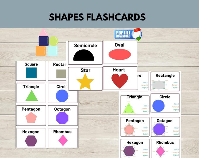 Montessori Printable Shapes Flash Cards. Preschool Matching Activity ...