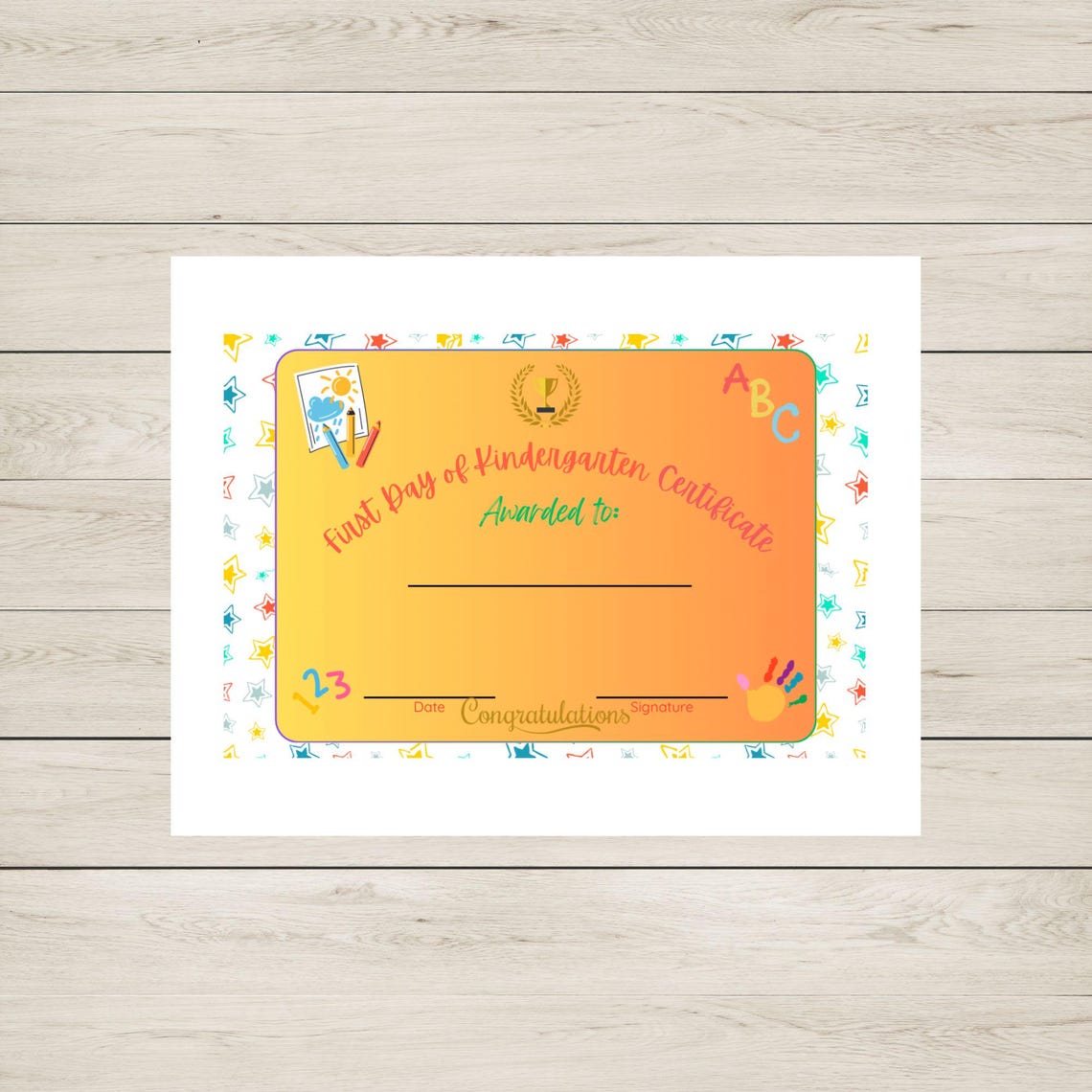 Kindergarten Start Certificate Printable, First Day of School Award ...