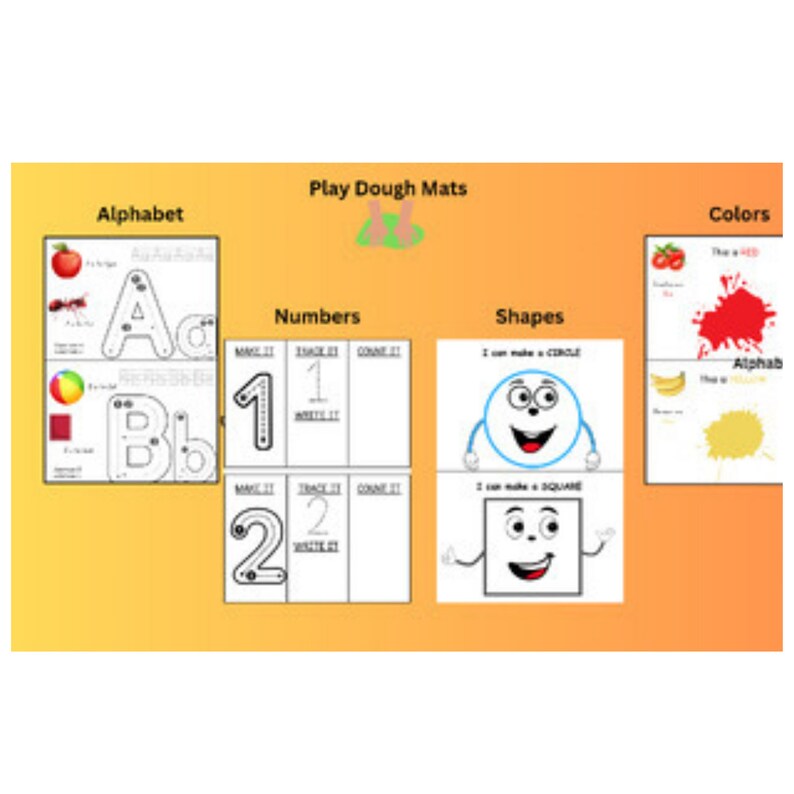 Printable Play Dough Mats Bundle, Alphabet Shapes Colours Numbers, Fine ...