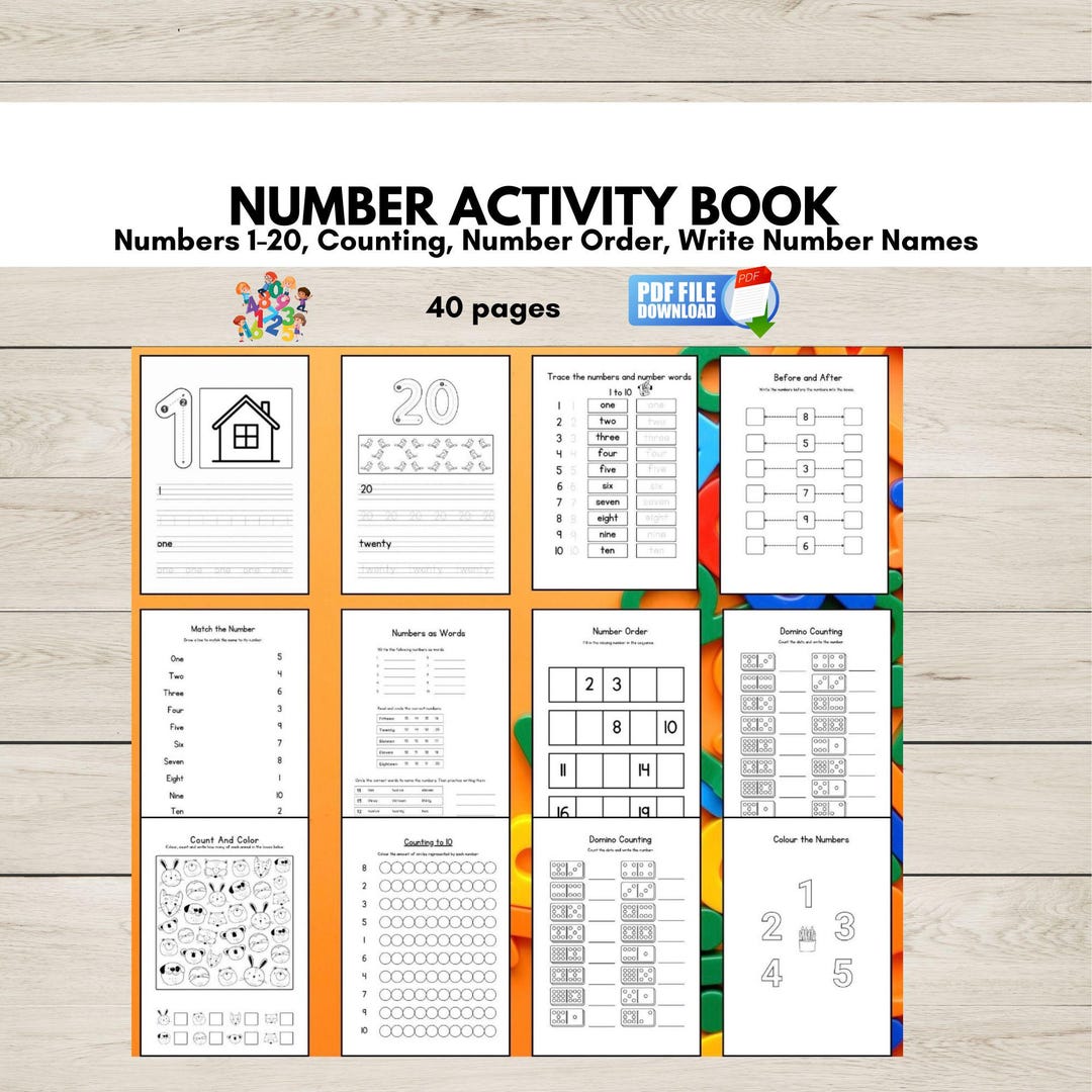 Numbers Activity Book PDF, Printable Maths Worksheets, Numbers 1-20 ...