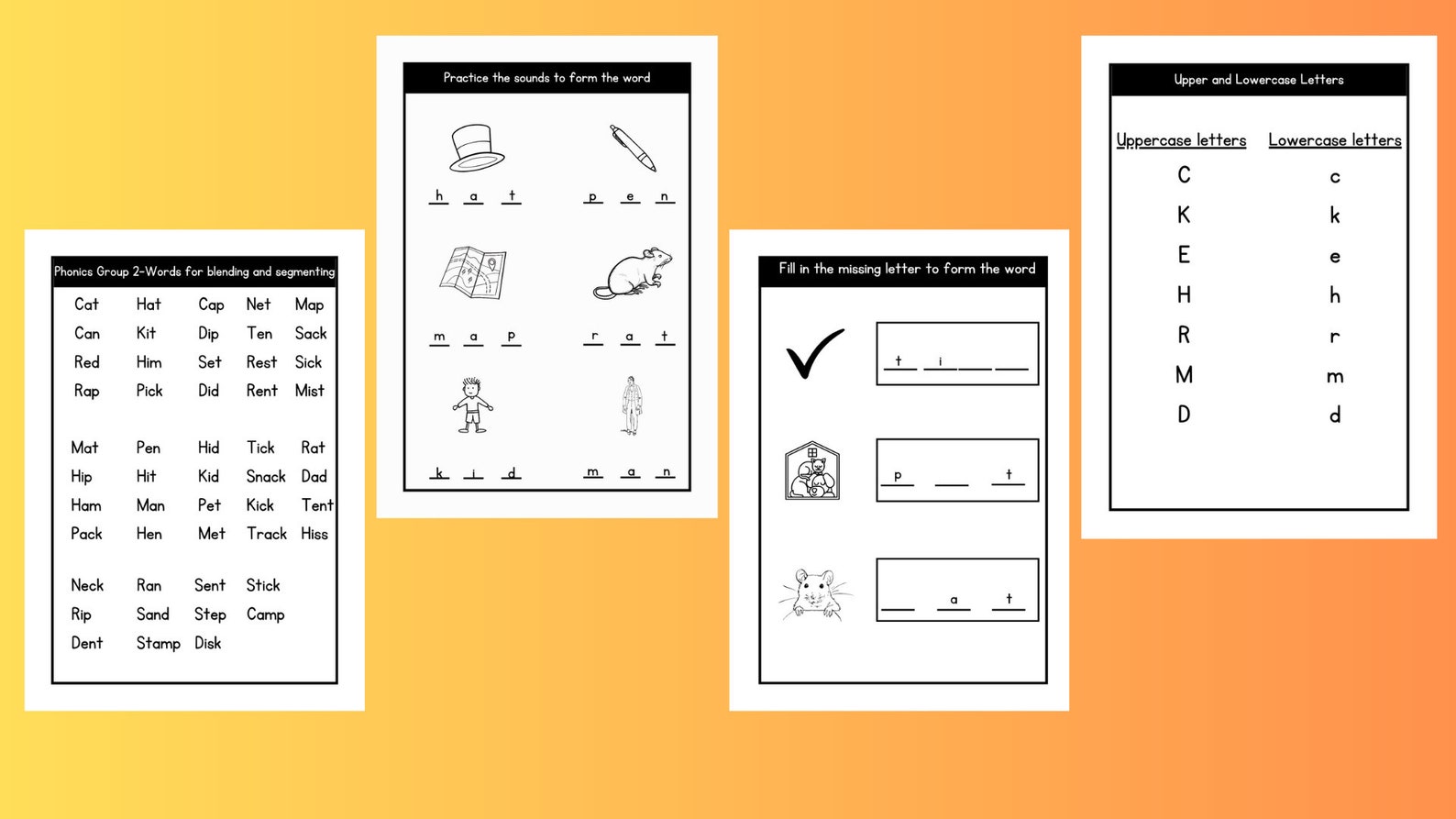 Phonics Group 2 CKEHRMD Worksheets, Letter Sounds, CVC Words, Jolly ...