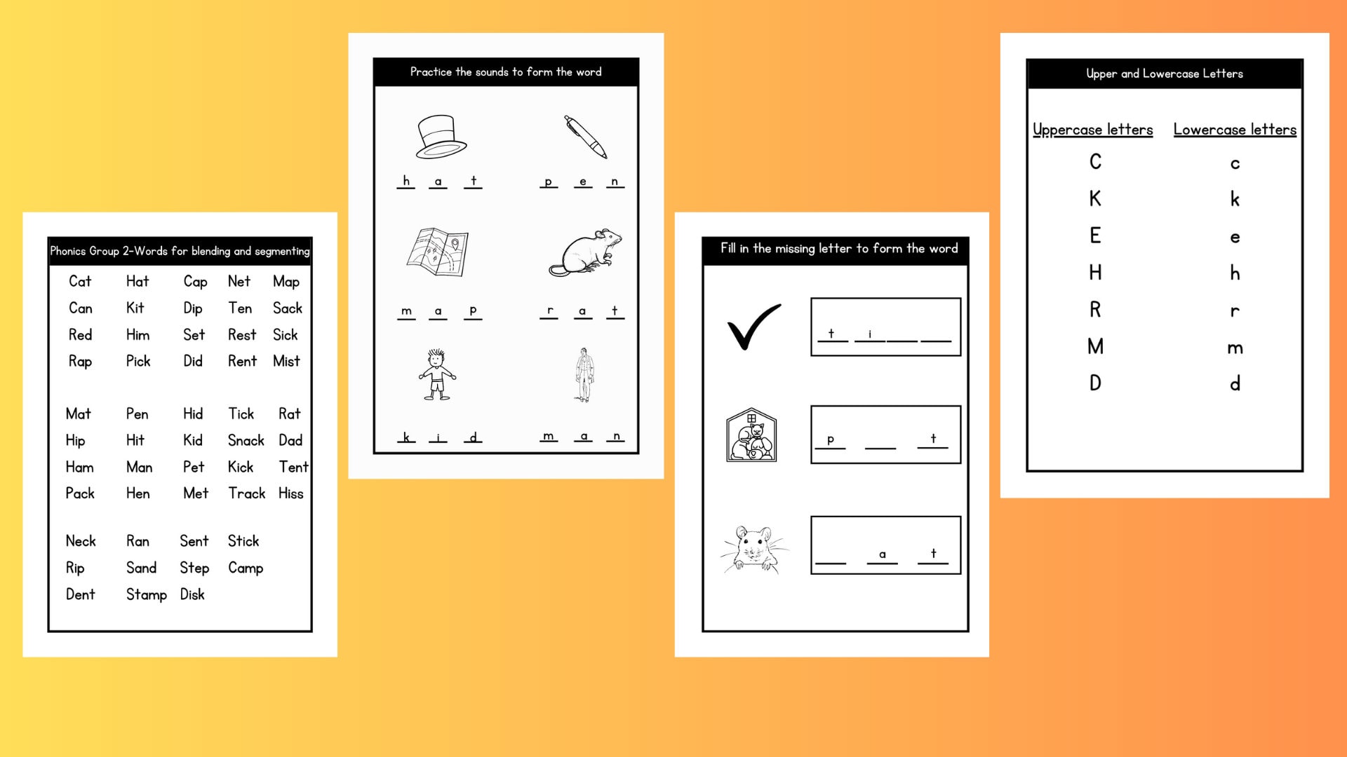 Phonics Group 2 CKEHRMD Worksheets, Letter Sounds, CVC Words, Jolly ...