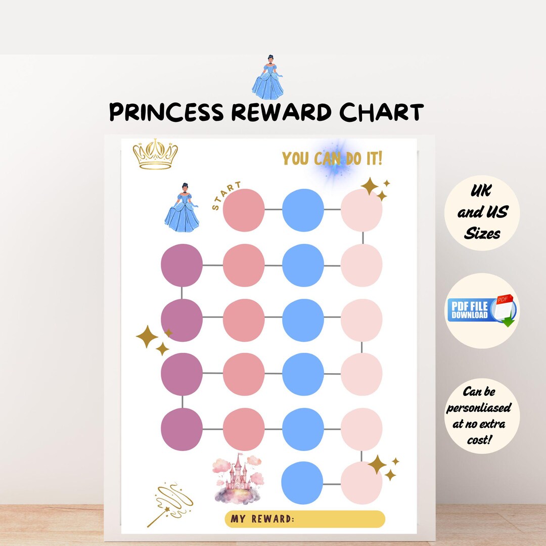 Princess Reward Chart Printable, Princess Sticker Chart for Kids ...
