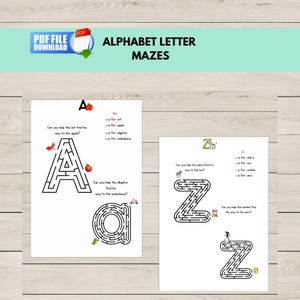 Alphabet Letter Maze Worksheets, ABC Maze Activity Sheets, A to Z ...
