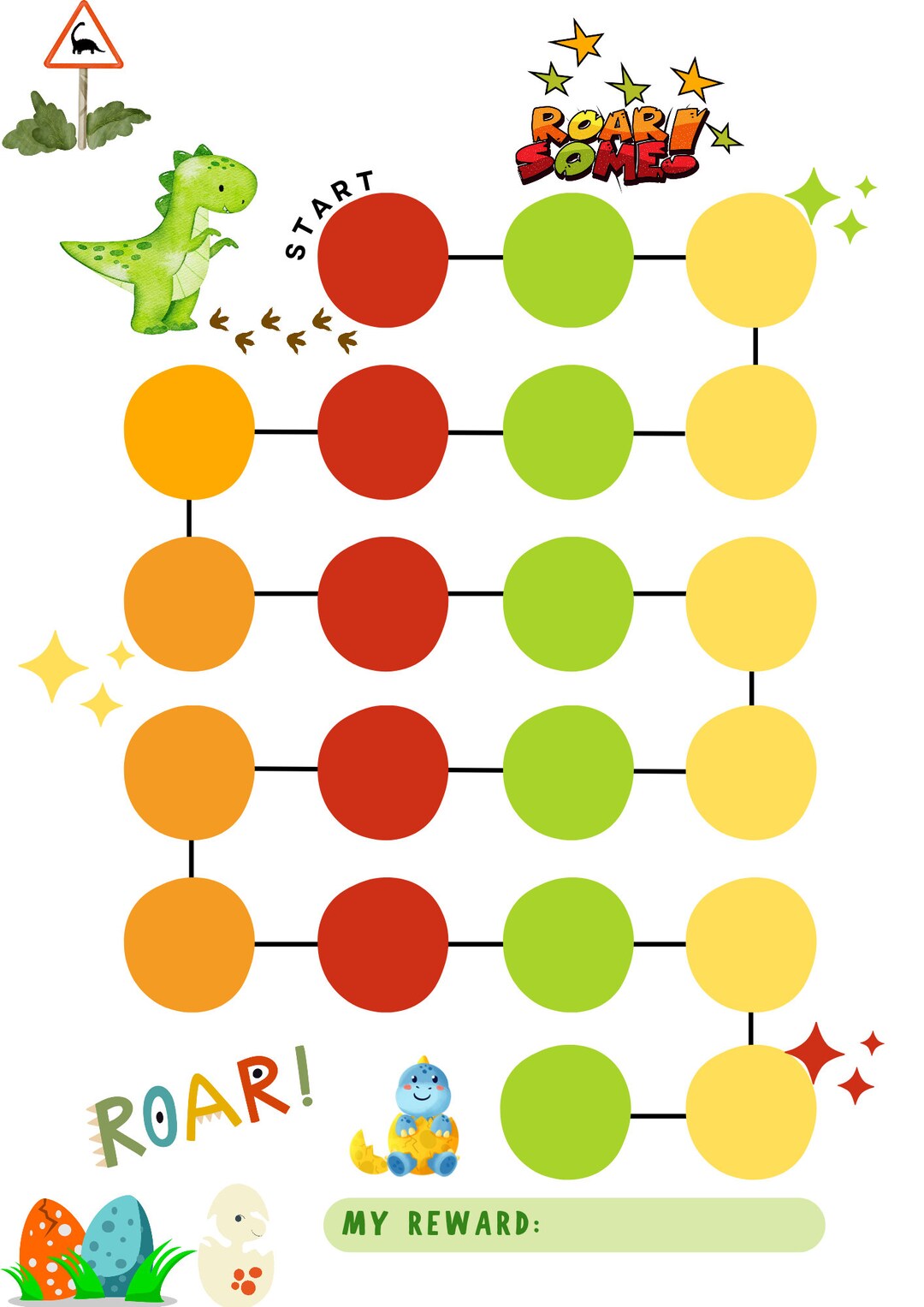 Kids Dinosaur Sticker Chart, Printable Reward Chart, Toddler Routine ...