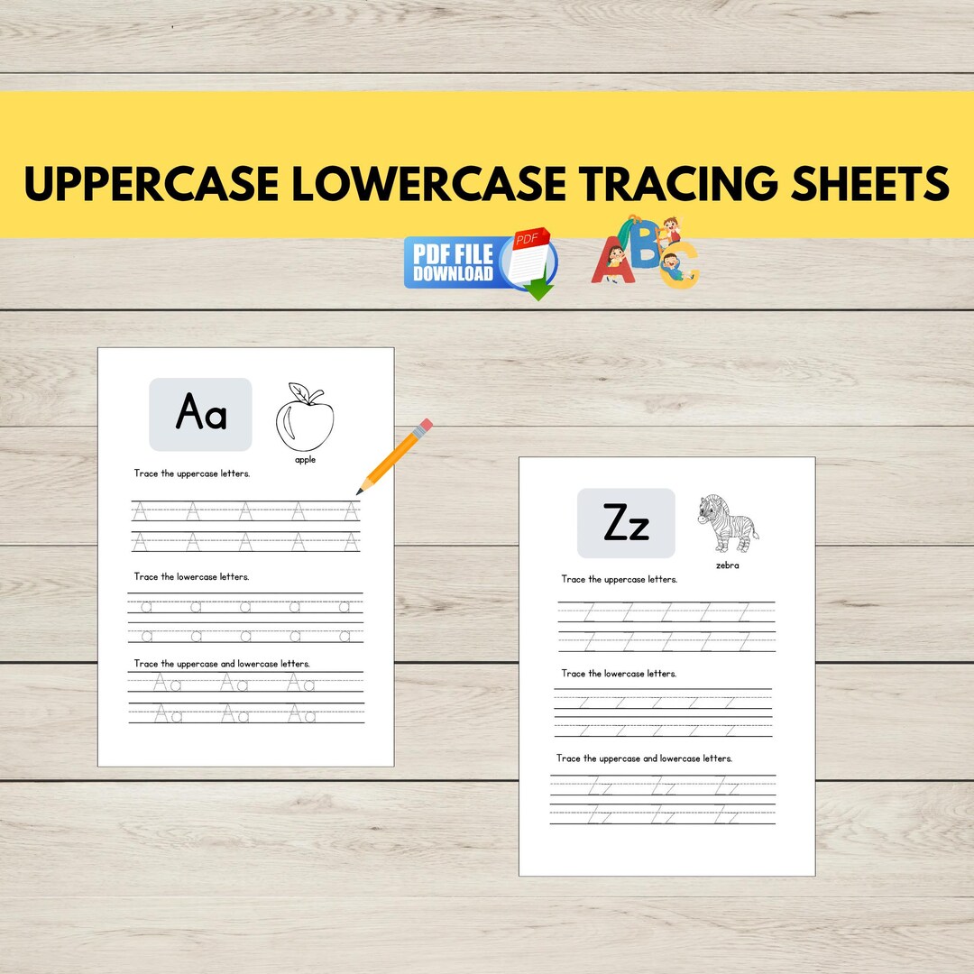 Uppercase Lowercase Alphabet Letter Tracing Worksheets, Handwriting ...
